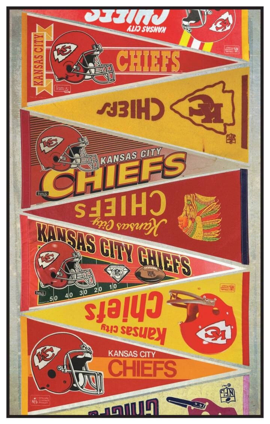 Kansas City Chiefs Vintage Pennant Print 15 by 24, 11 by 17 - Etsy
