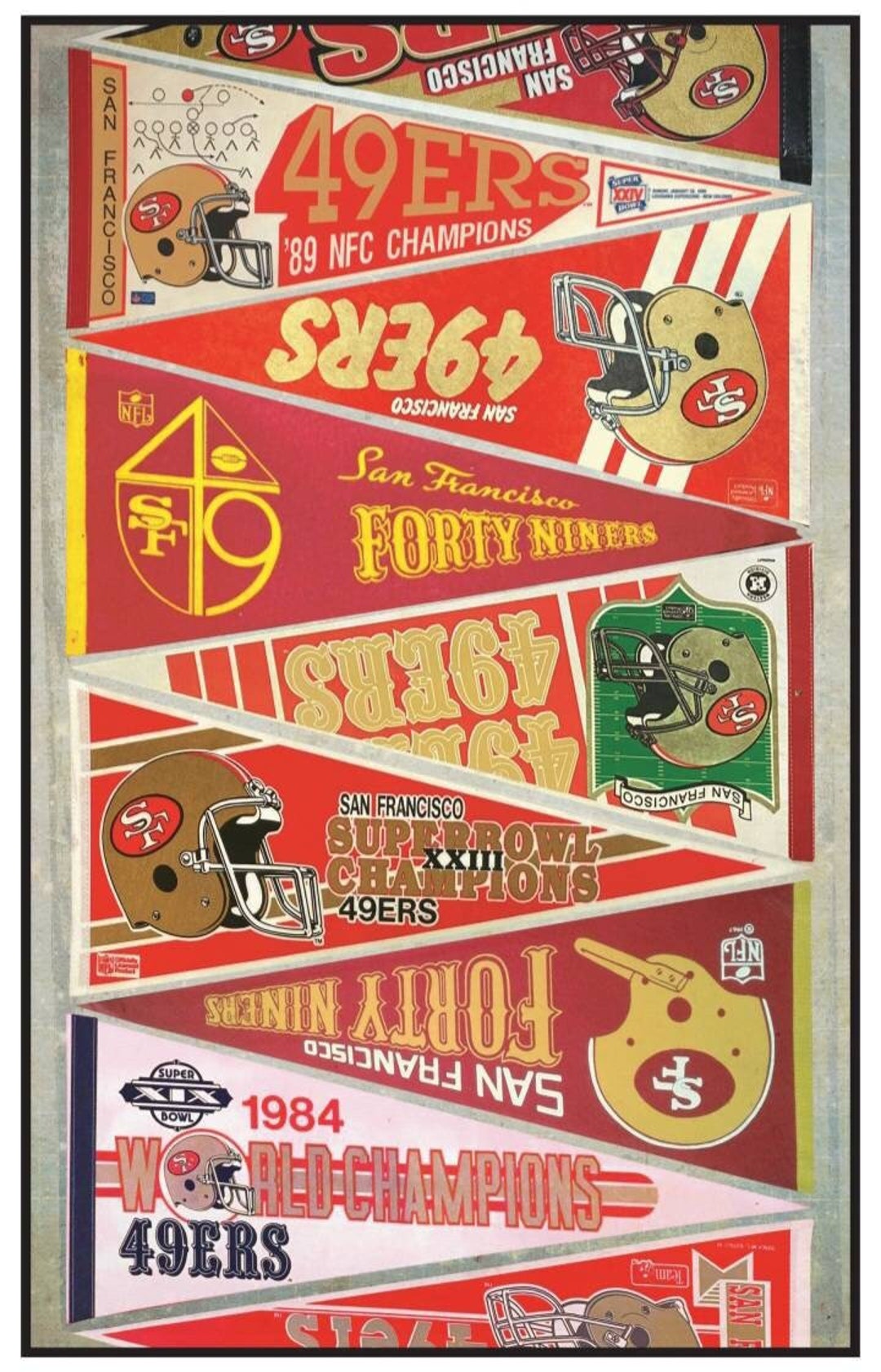 San Francisco 49ers Vintage Pennant Print 15 by 24, 11 by 17 - Etsy
