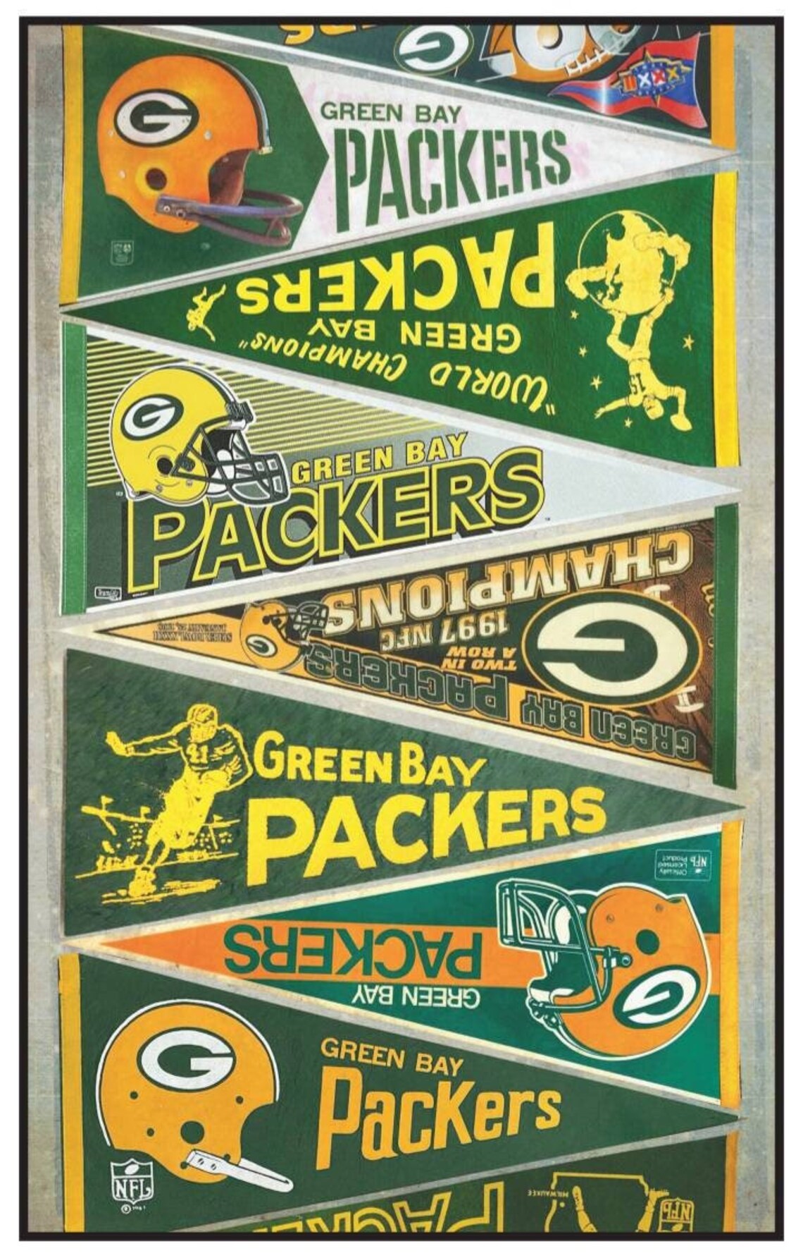 Green Bay Packers Vintage Pennant Print 11 by 17 or 8.5 by 11 - Etsy