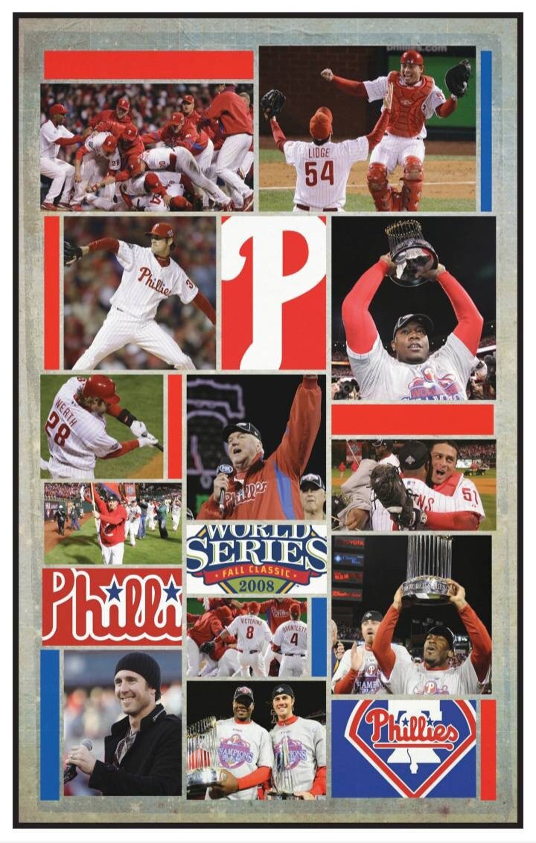 Philadelphia Phillies 2008 World Series Champions Print 11 by 17 or 15 ...