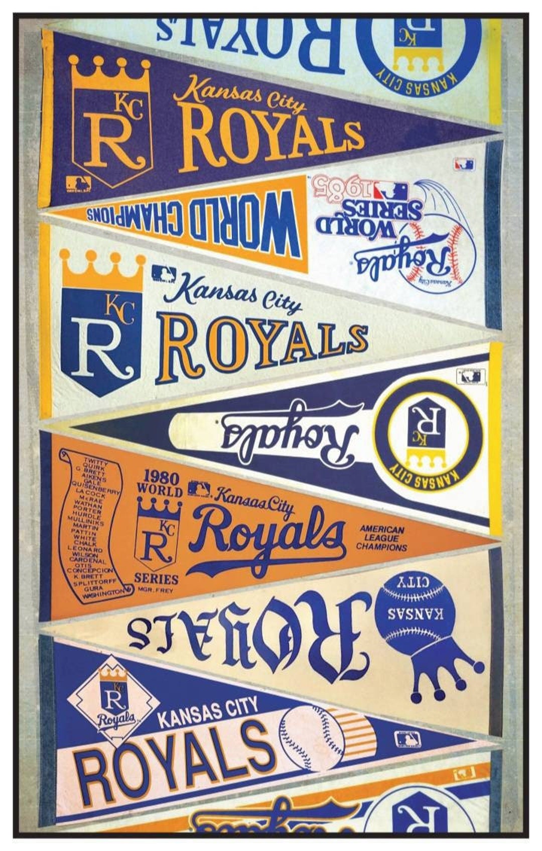 Kansas City Royals Vintage Pennant Print 11 by 17 or 15 by 24 - Etsy