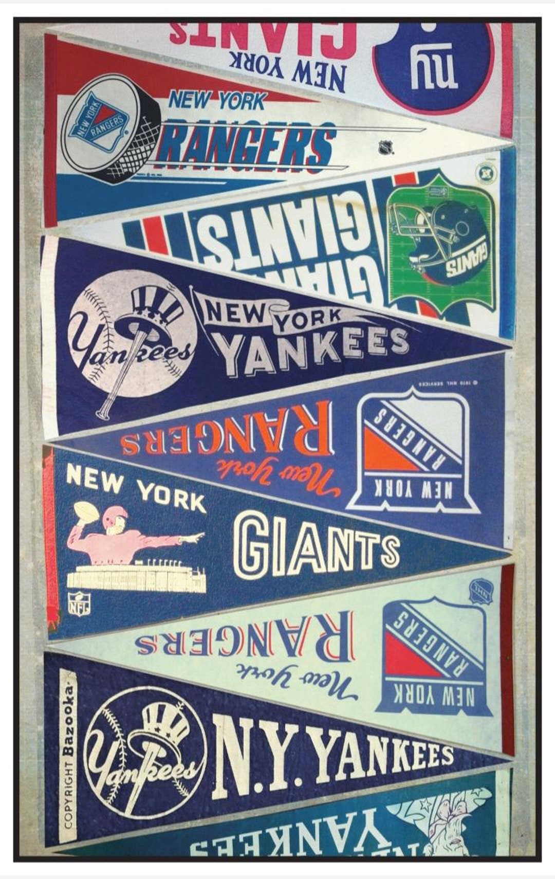 Vintage New York Sports Pennant Collage Print 15 by 24, 11 by 17 - Etsy