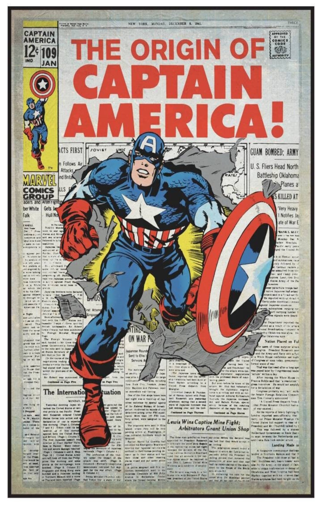 Marvel Comics Captain America #109 Cover Print 11 by 17 or 8.5 by 11 ...