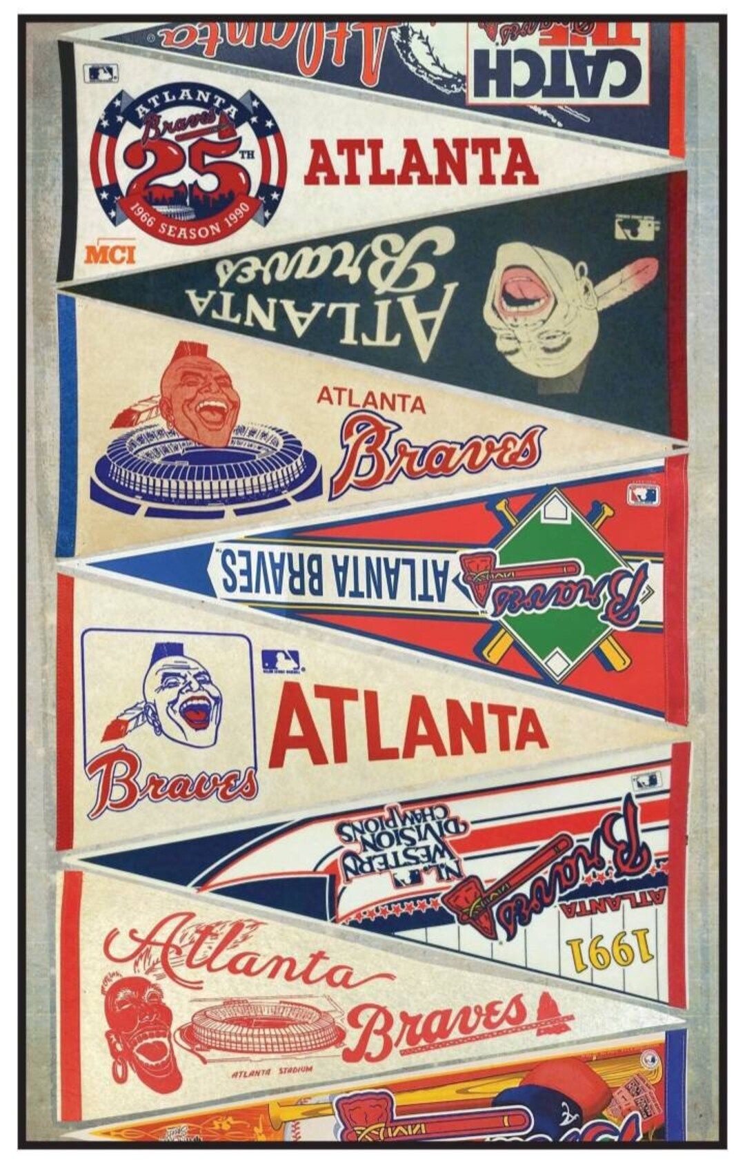 Atlanta Braves Vintage Pennant Print 15 by 24, 11 by 17 - Etsy