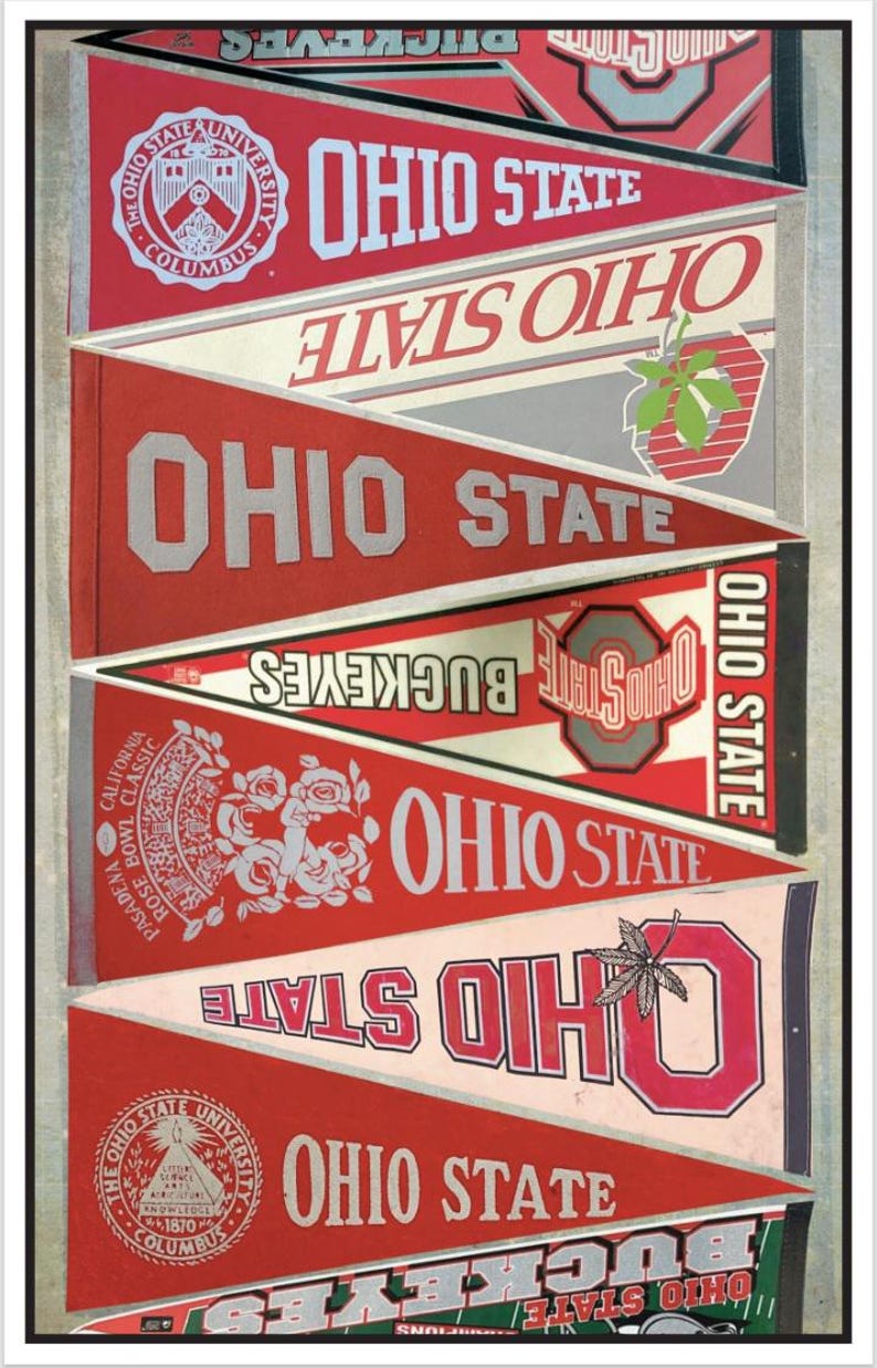Ohio State Buckeyes Vintage Pennant Print 15 by 24 - Etsy