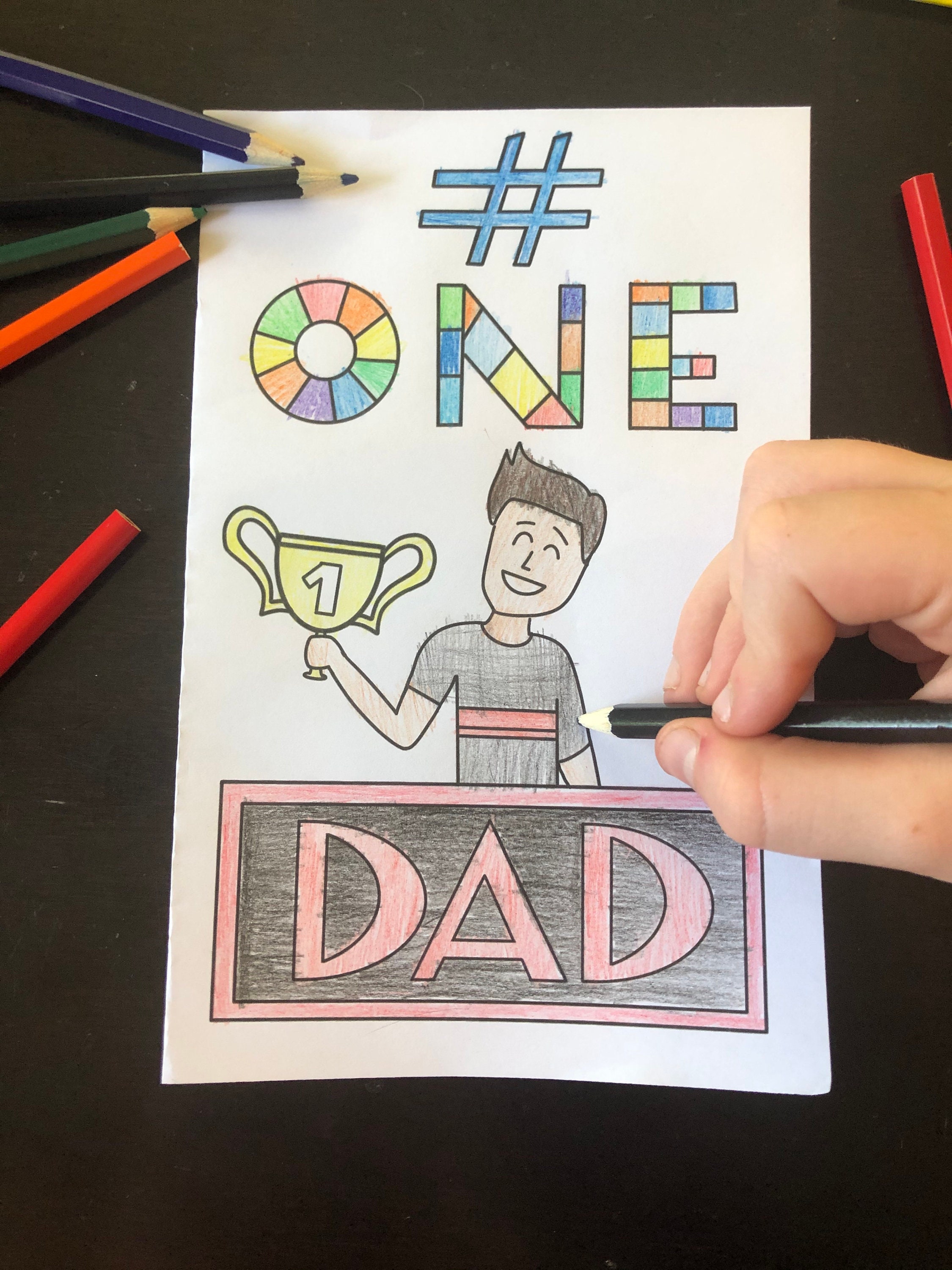 Printable Fathers Day Card Coloring Page Fun Activity for | Etsy