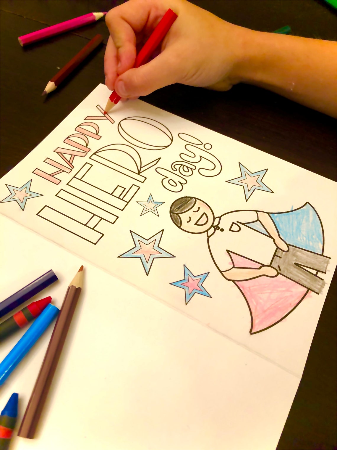 Printable Coloring Page, Fathers Day Card, Instant Download, Everyday ...