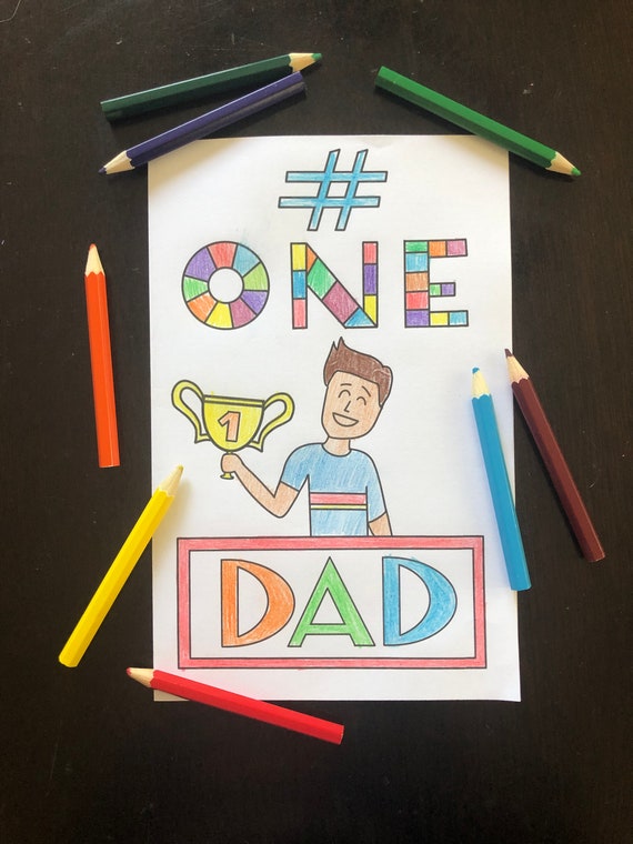 Printable Fathers Day Card Coloring Page Fun Activity for | Etsy