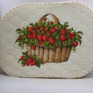 Vintage Strawberry Basket Quilted Placemats, Set of 8 Unfinished ...