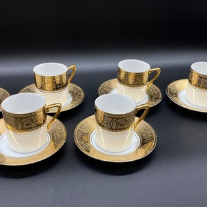 Royal Crown Imperial 22k Gold and White 6 Person Tea Set, 15 Piece ...