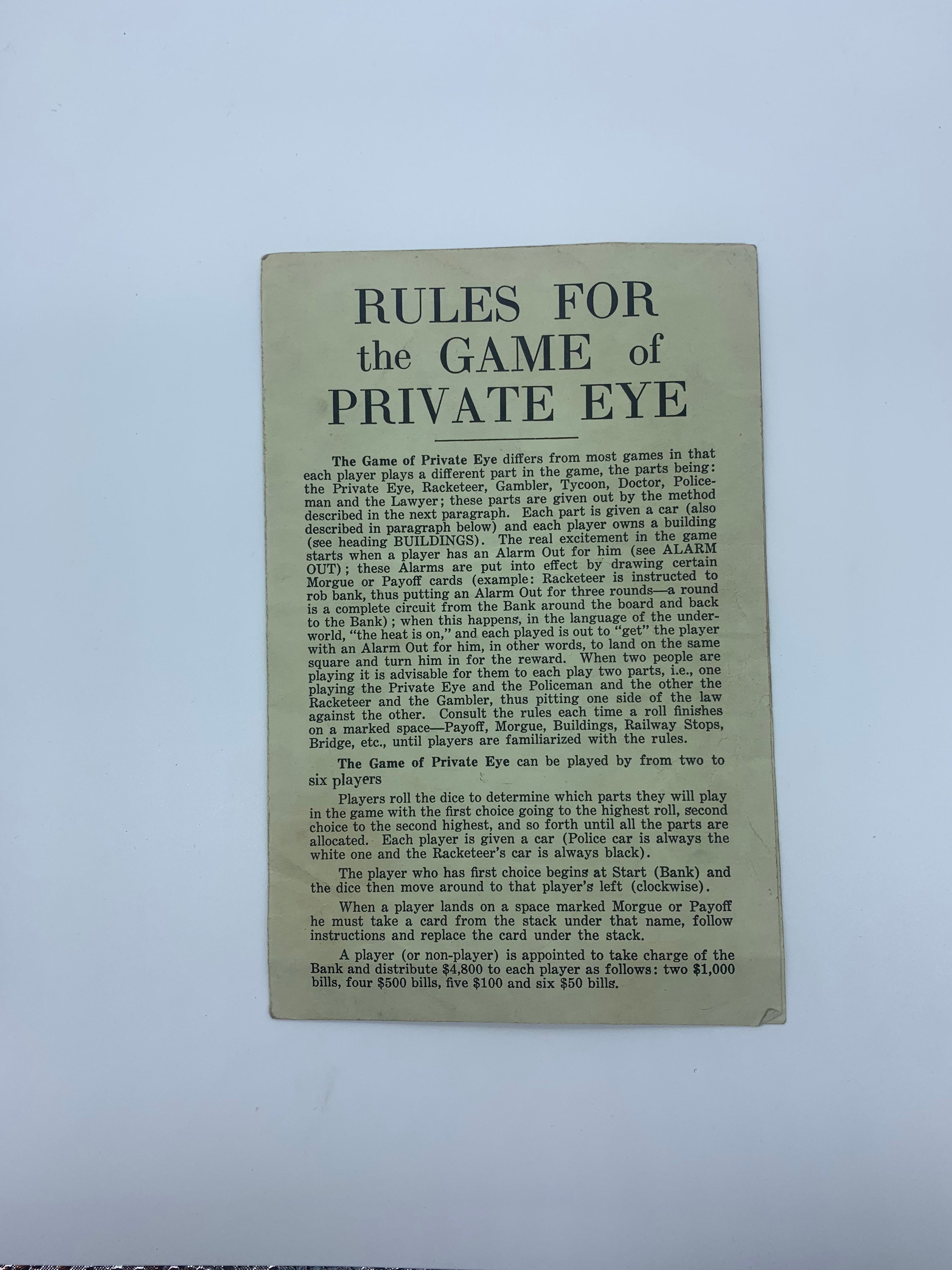 Vintage the Game of Private Eye Game Board and Rules - Etsy