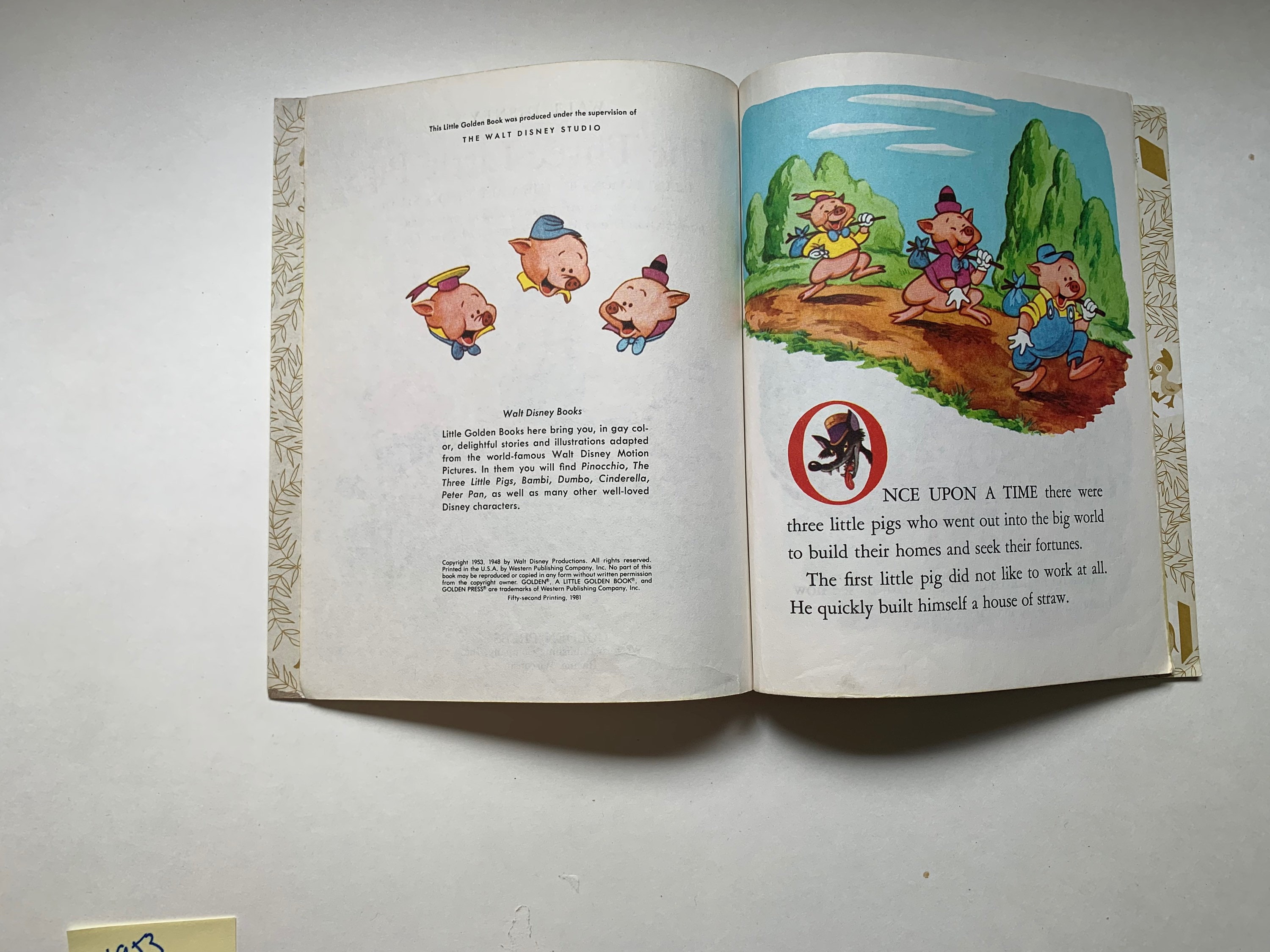 Vintage Walt Disneys Three Little Pigs Golden Book 1953 - Etsy Israel