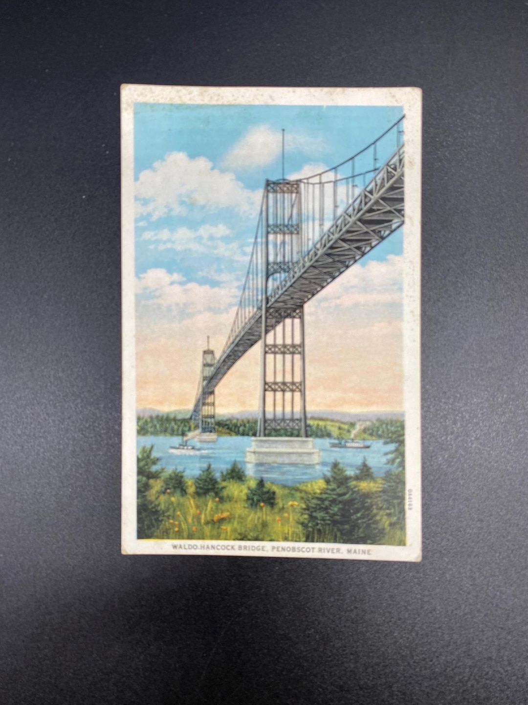 Vintage Waldo Hancock Bridge Penobscot Maine Postcard, Vintage Waldo ...
