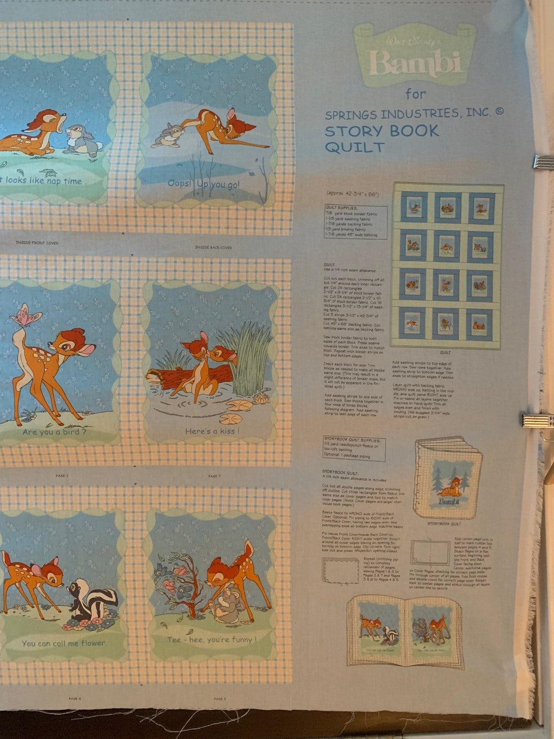 Walt Disney’s Bambi Story Book Quilt Panel, Walt Disneys Bambi for ...