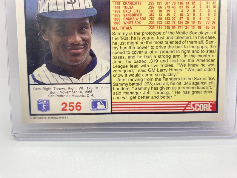 1991 Score Sammy Sosa Error Birthdate Rookie Card Sammy Sosa - Etsy