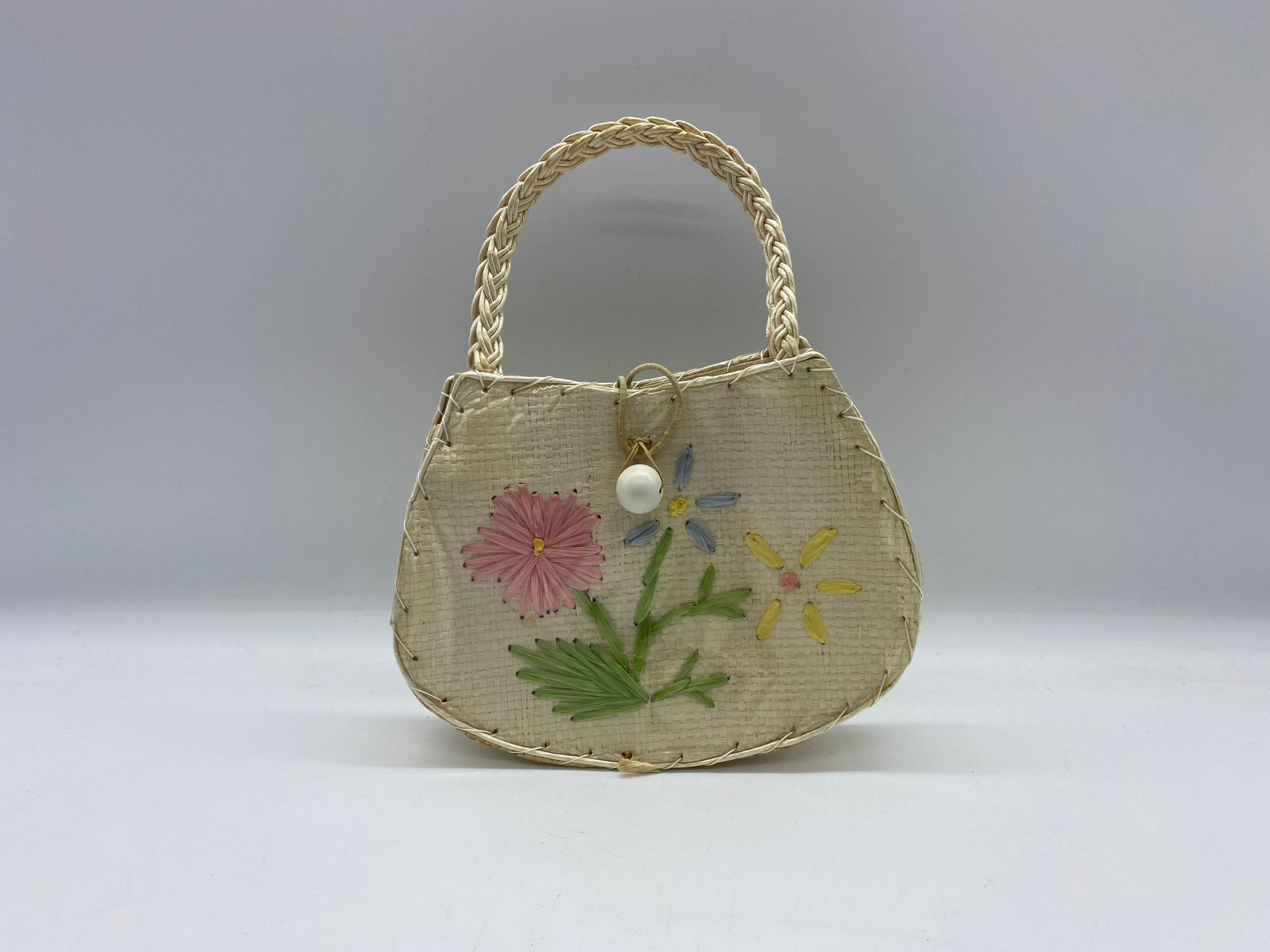Vintage Cradle Knit Japan Hand Embroidered Small Handbag, Japan Cradle ...