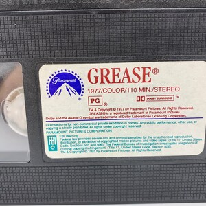 Vintage Grease VHS, 1990 Grease Vhs, John Travolta and Olivia Newton ...