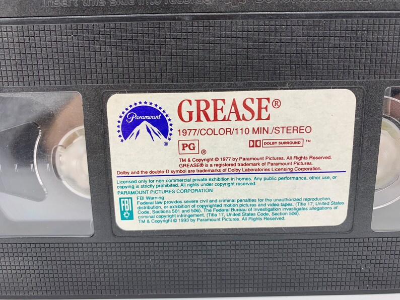 Vintage Grease VHS, 1990 Grease Vhs, John Travolta and Olivia Newton ...