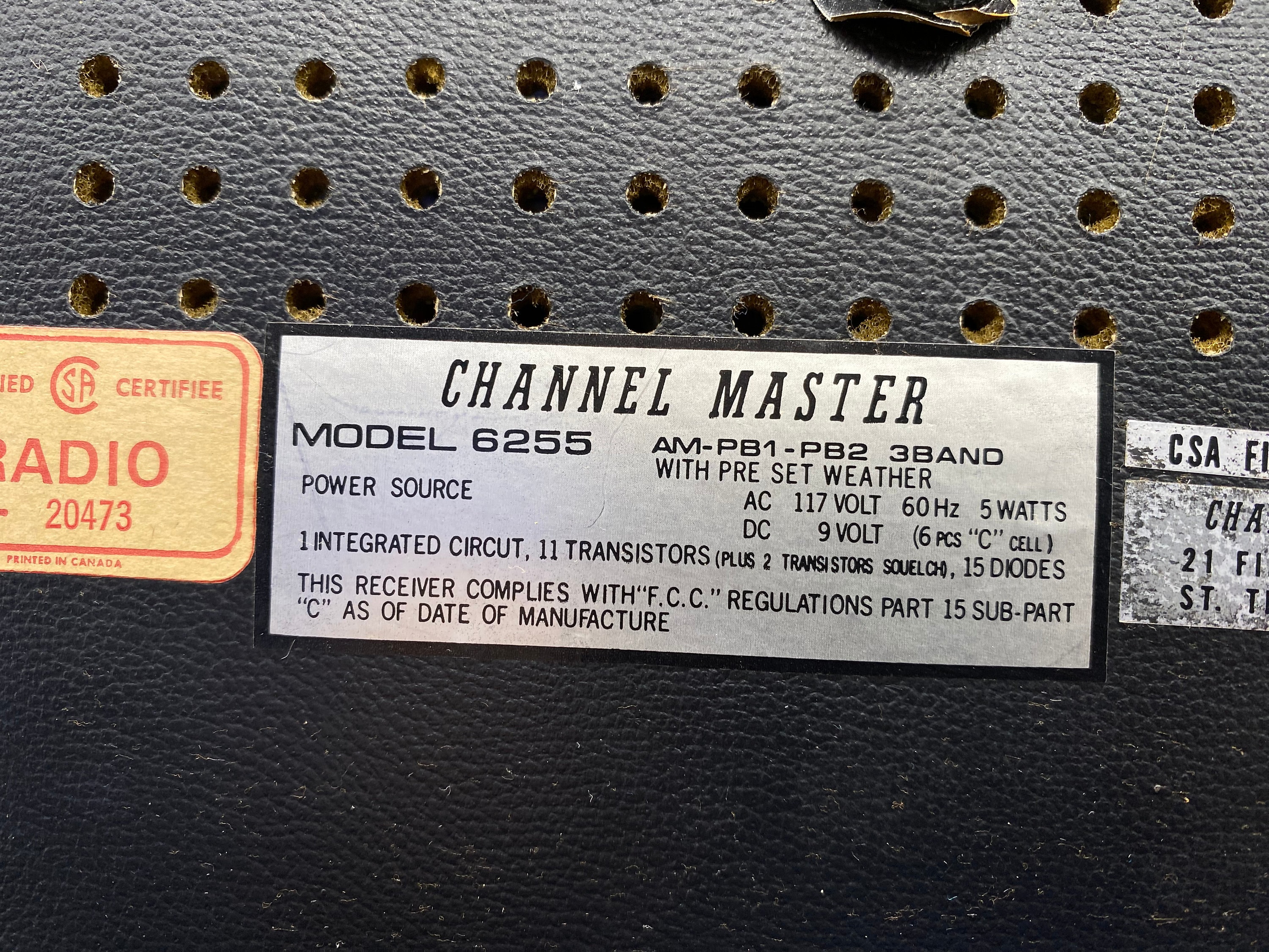 Rare Channel Master Model 6255 AM-PB1-PB2 3 Band With Preset - Etsy Canada