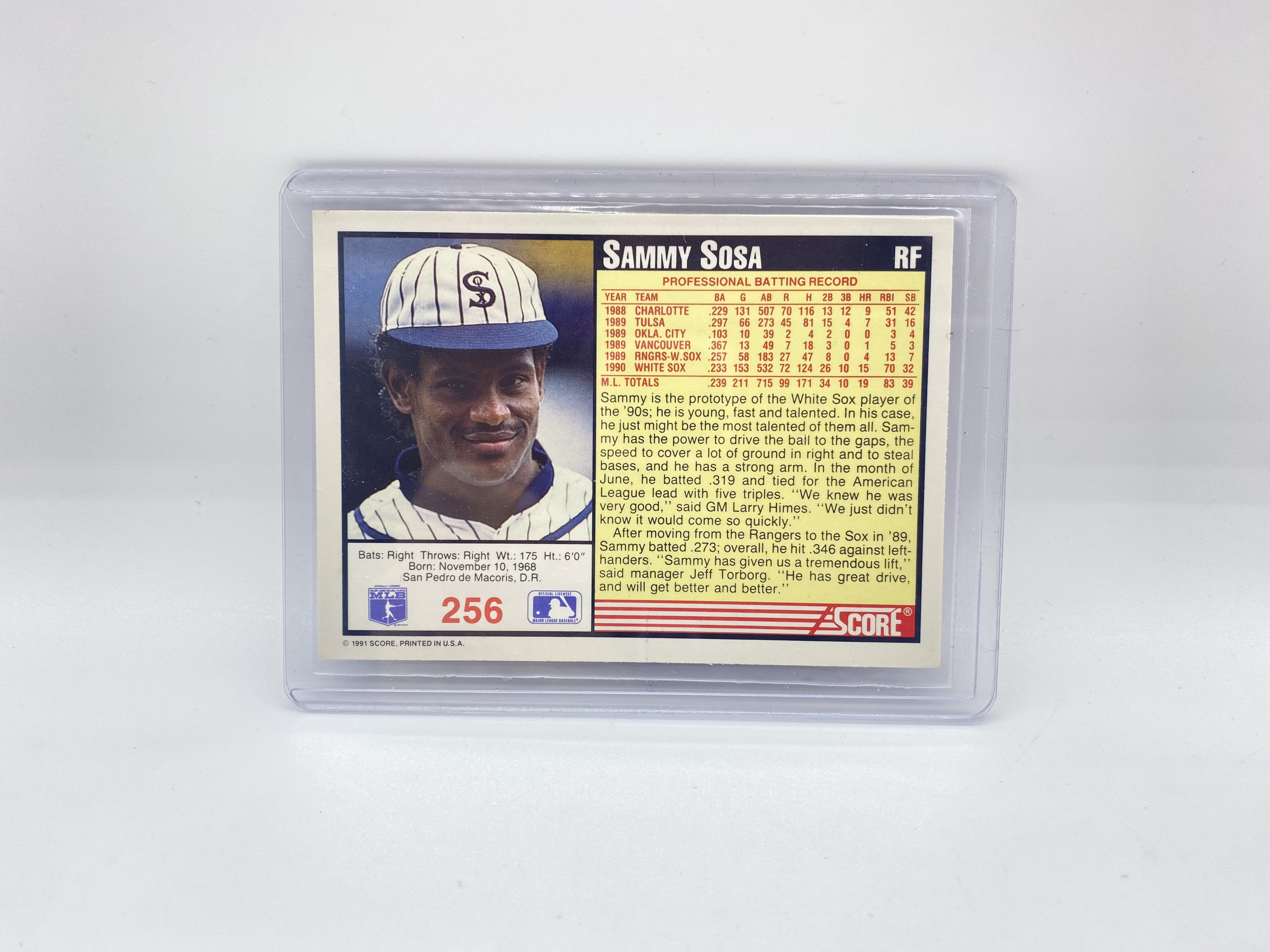 1991 Score Sammy Sosa Error Birthdate Rookie Card Sammy Sosa - Etsy