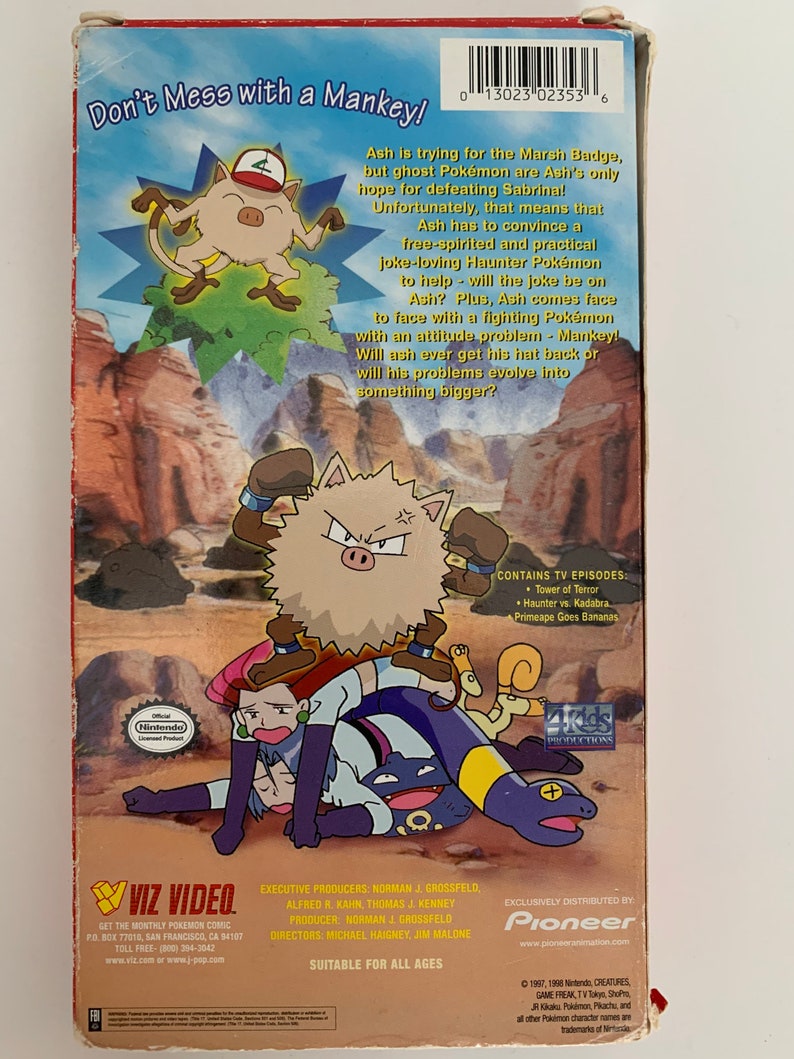 Pokémon VHS Primeape Problems 1998 Nintendo Pokemon VHS - Etsy