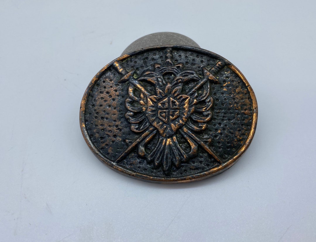 Vintage Solid Brass Crest Belt Buckle, Ornate Crest Brass Belt Buckle ...