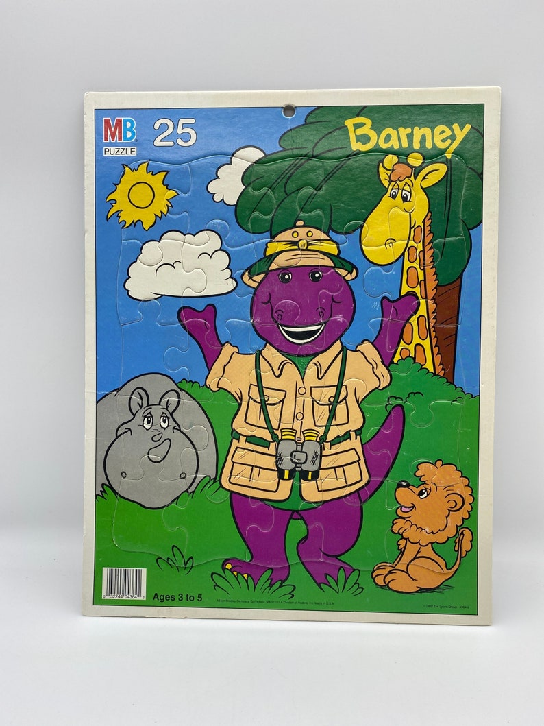 Barney on Safari Puzzle 25 Pieces, 1992 Barney Puzzle, Tray Puzzle ...