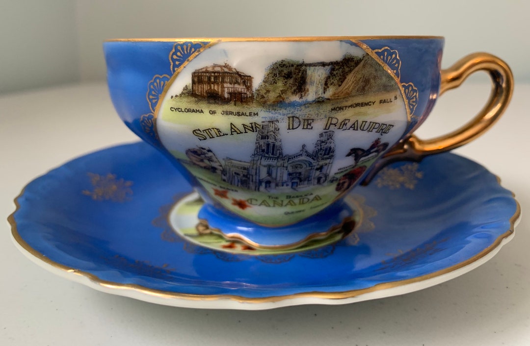 ESD Teacup and Saucer, Hand Painted Canada Souvenir Tea Cup & Saucer ...