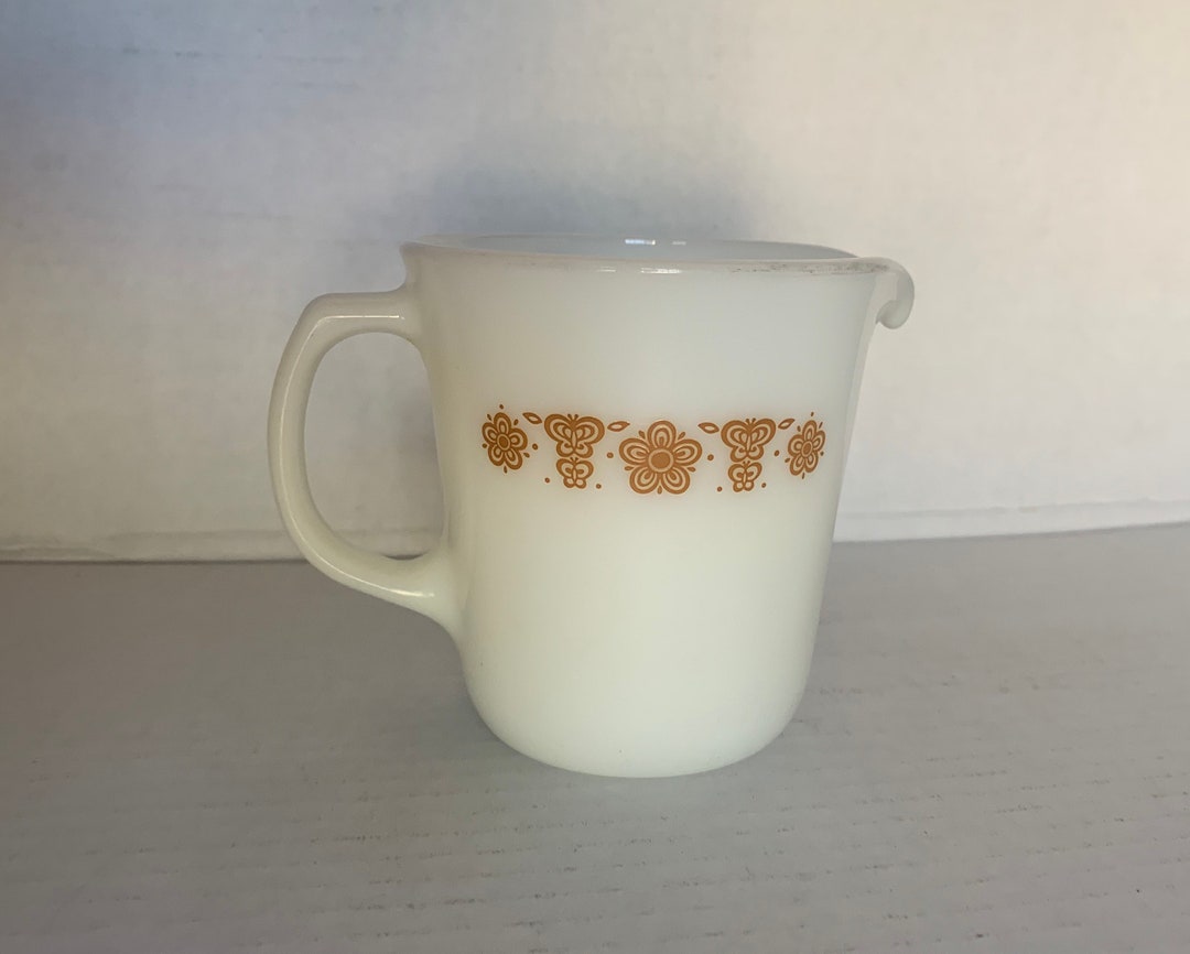 Vintage Pyrex Gold Butterfly Creamer, Pyrex Milk Glass Gold Butterfly ...