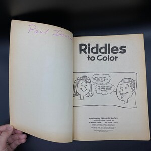 1971 Riddles to Color Coloring Book, Riddles to Color Coloring Book ...