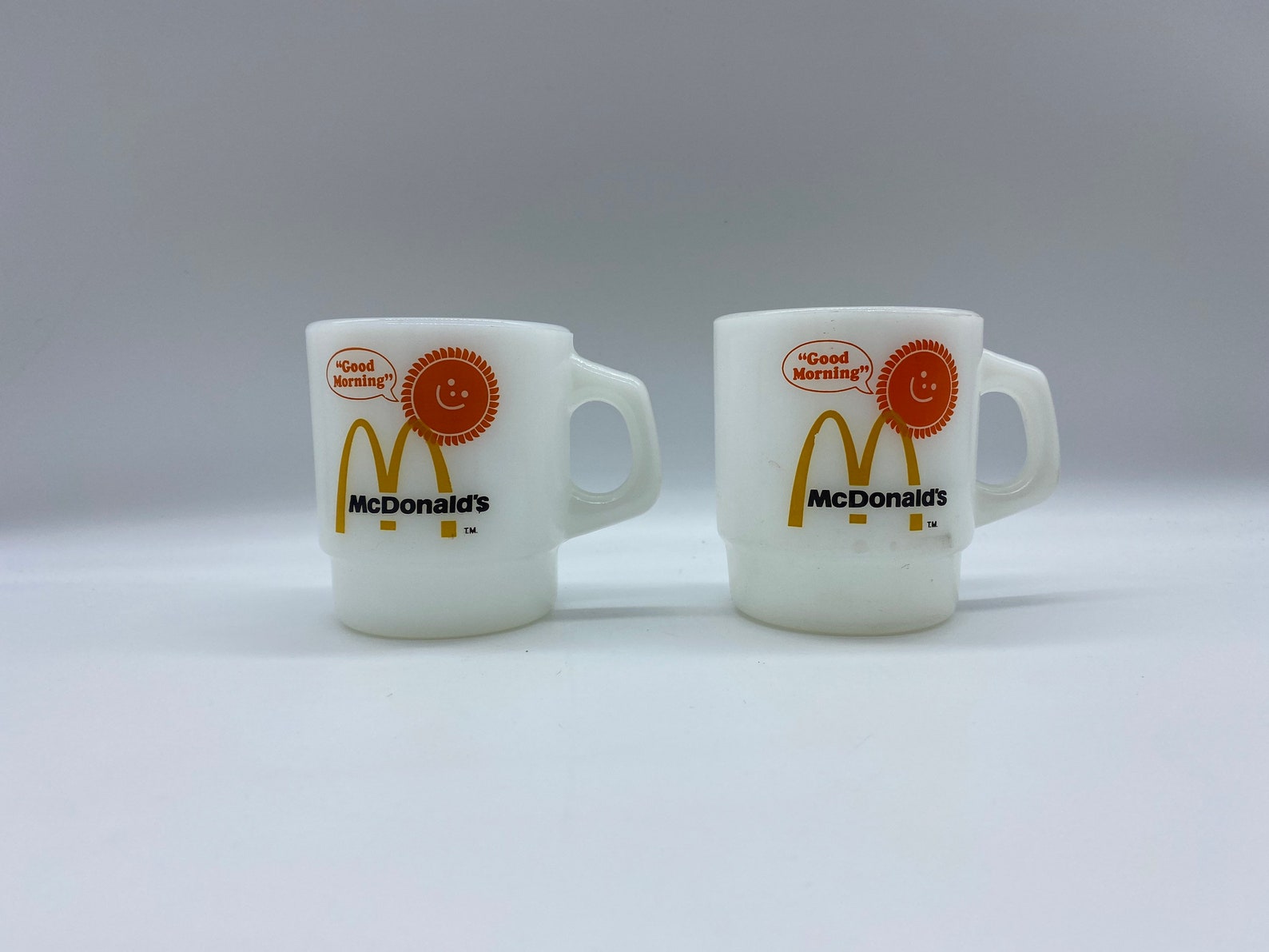 Vintage Fire King Mcdonalds Good Morning Set of Mugs, 2 Mcdonalds Good ...