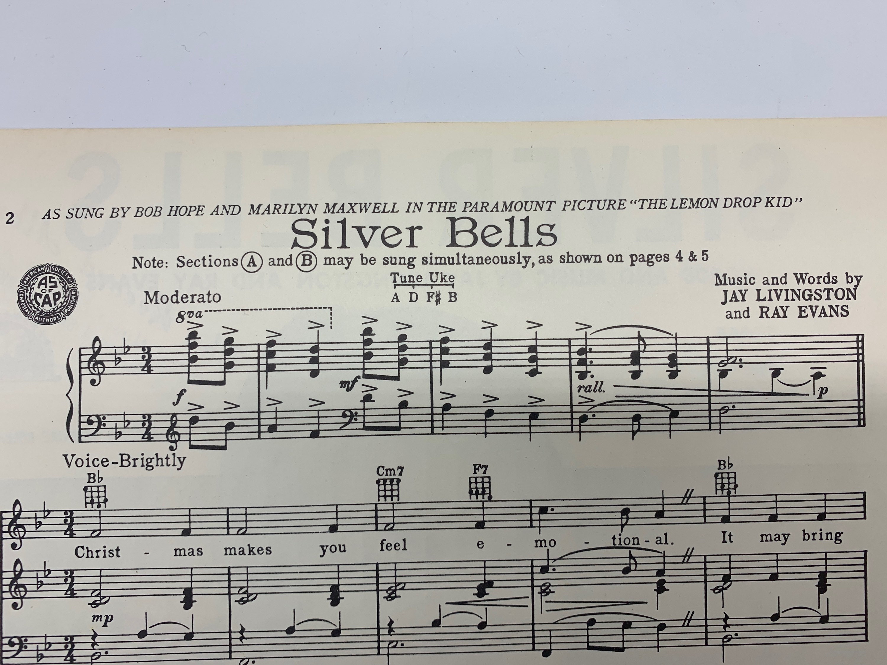 Vintage Silver Bells Sheet Music 1950 Words and Music by Jay Livingston ...