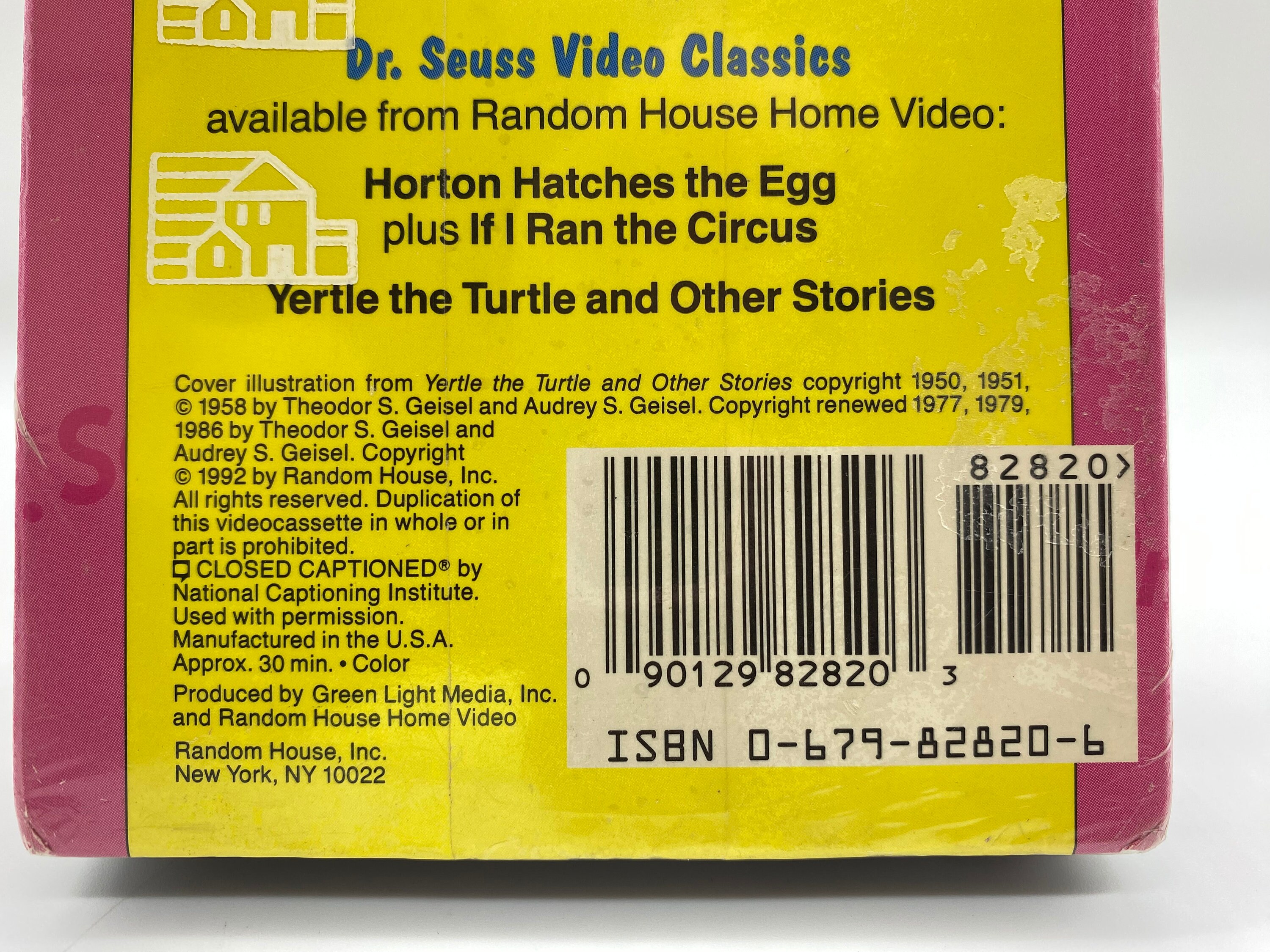 Dr. Seuss Yertle the Turtle VHS Sealed, New Old Stock Yertle the Turtle ...