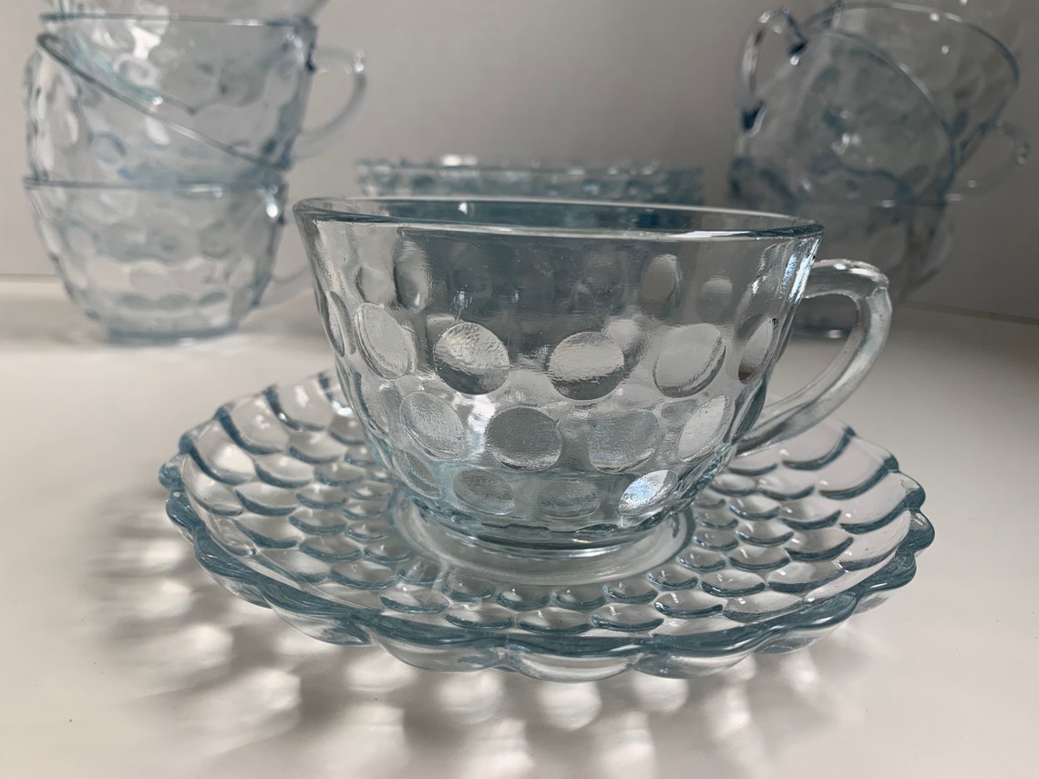 Vintage Blue Bubble Glass 23 Piece Dish Set Vintage Blue - Etsy