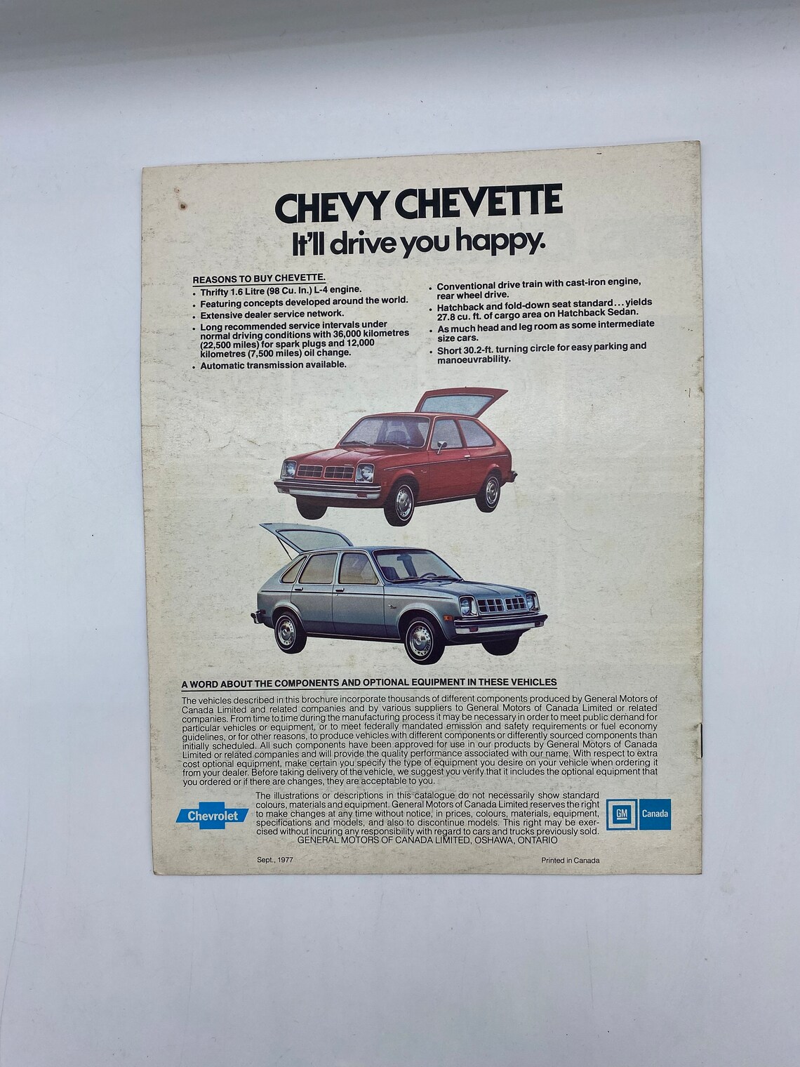 The 1978 Chevy Chevette Brochure, Vintage 1978 Chevy Chevette ...