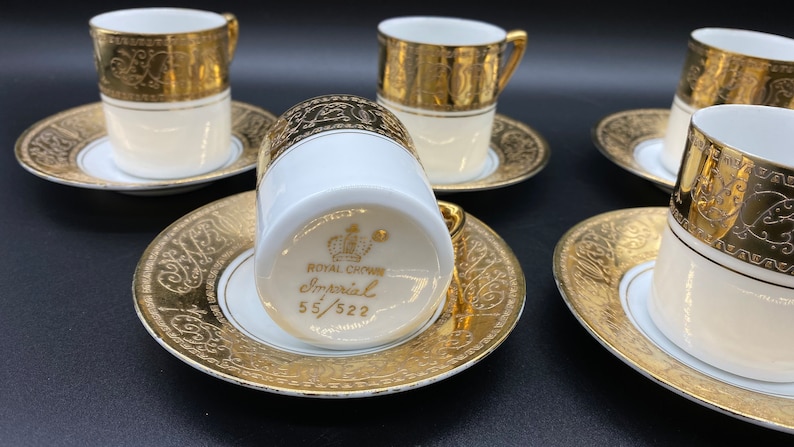 Royal Crown Imperial 22k Gold and White 6 Person Tea Set, 15 Piece ...