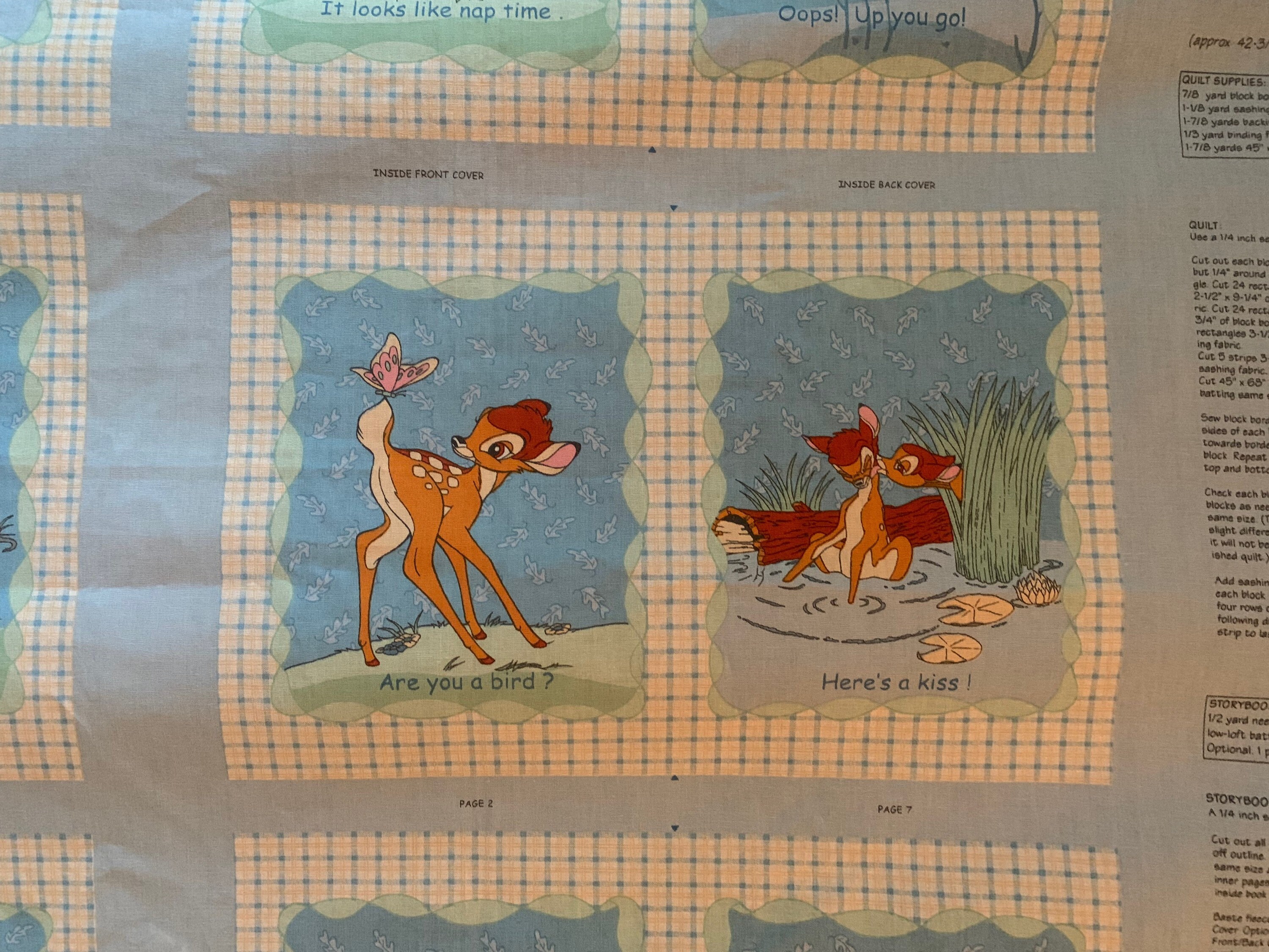 Walt Disneys Bambi Story Book Quilt Panel Walt Disneys - Etsy Canada