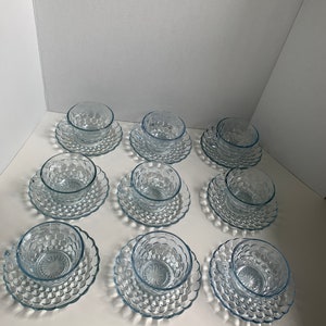 Vintage Blue Bubble Glass 23 Piece Dish Set, Vintage Blue Glass, Blue ...