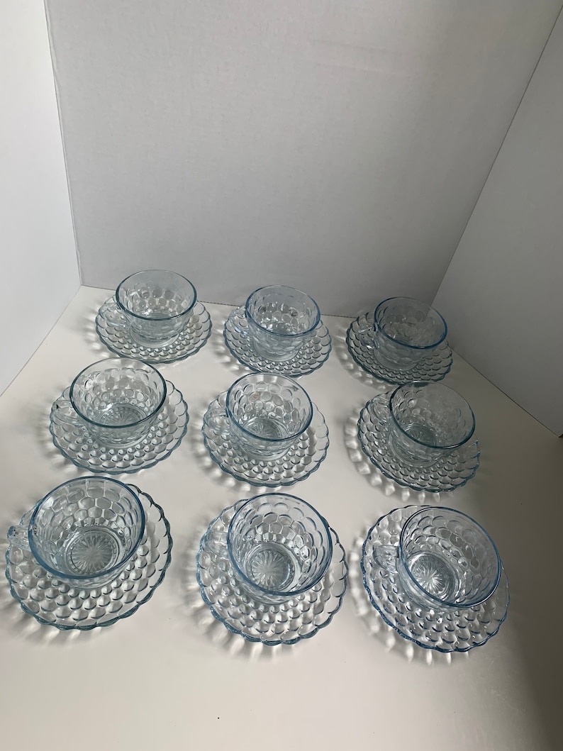 Vintage Blue Bubble Glass 23 Piece Dish Set Vintage Blue | Etsy