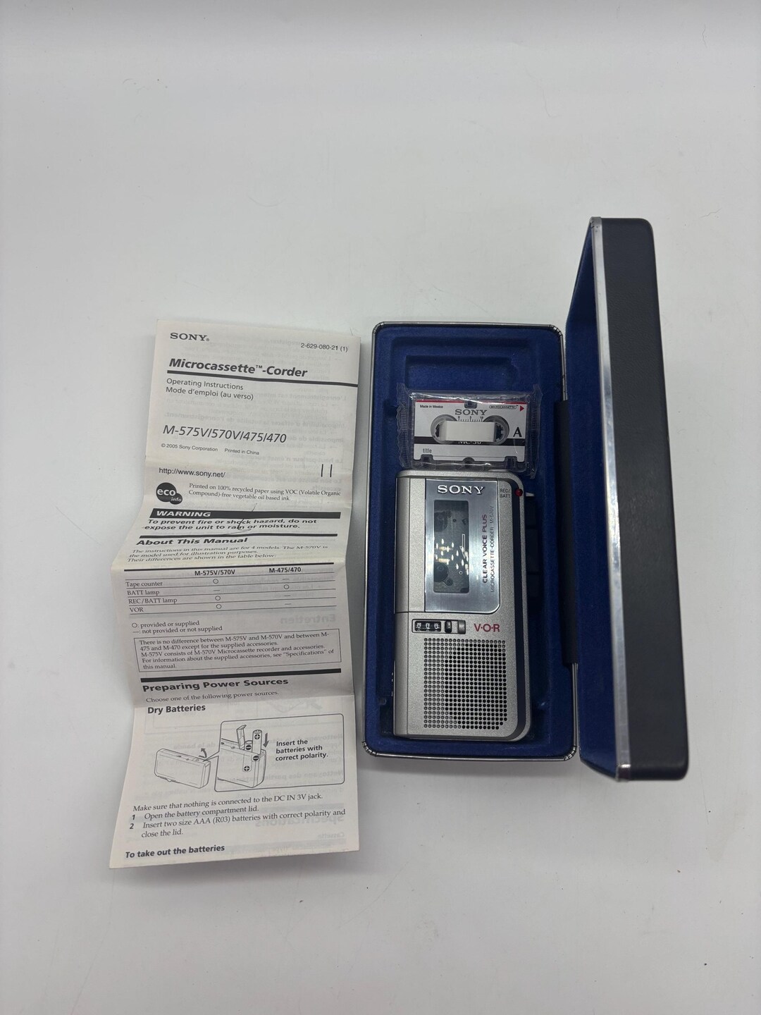 Sony Microcassette-corder M-570V, Vintage Sony Mini Cassette Recorder ...