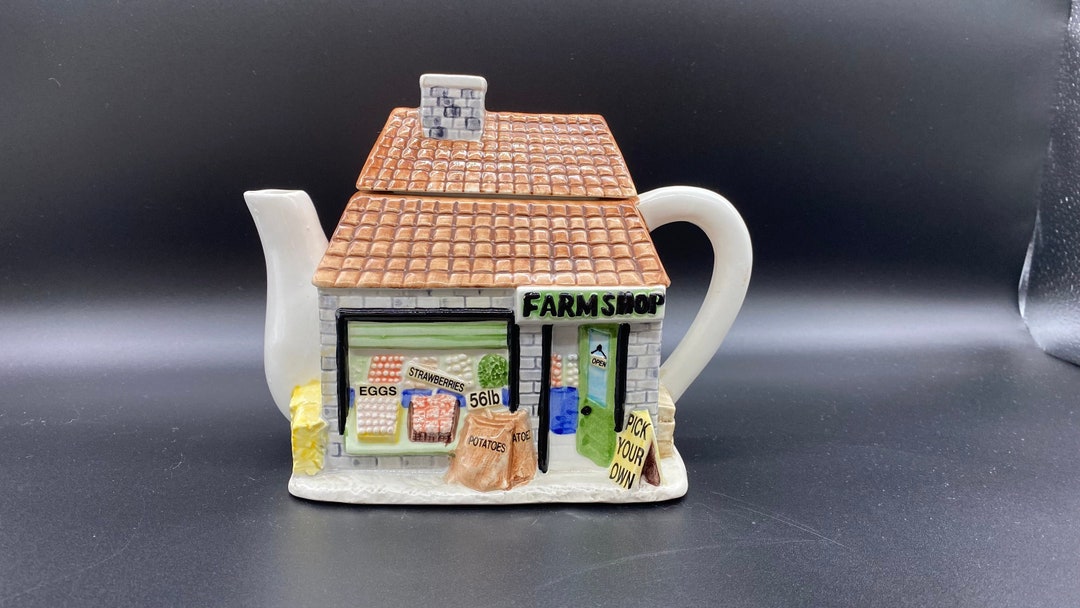The Village Collectibles Farm Shop Teapot, Ceramic Farm Shop Teapot ...