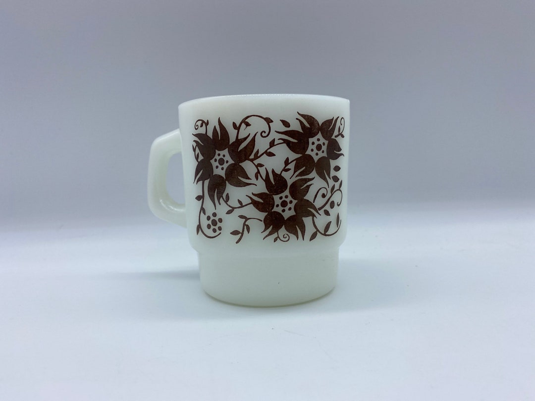 Anchor Hocking Brown Flower Design Coffee Mug, Anchor Hocking Brown ...