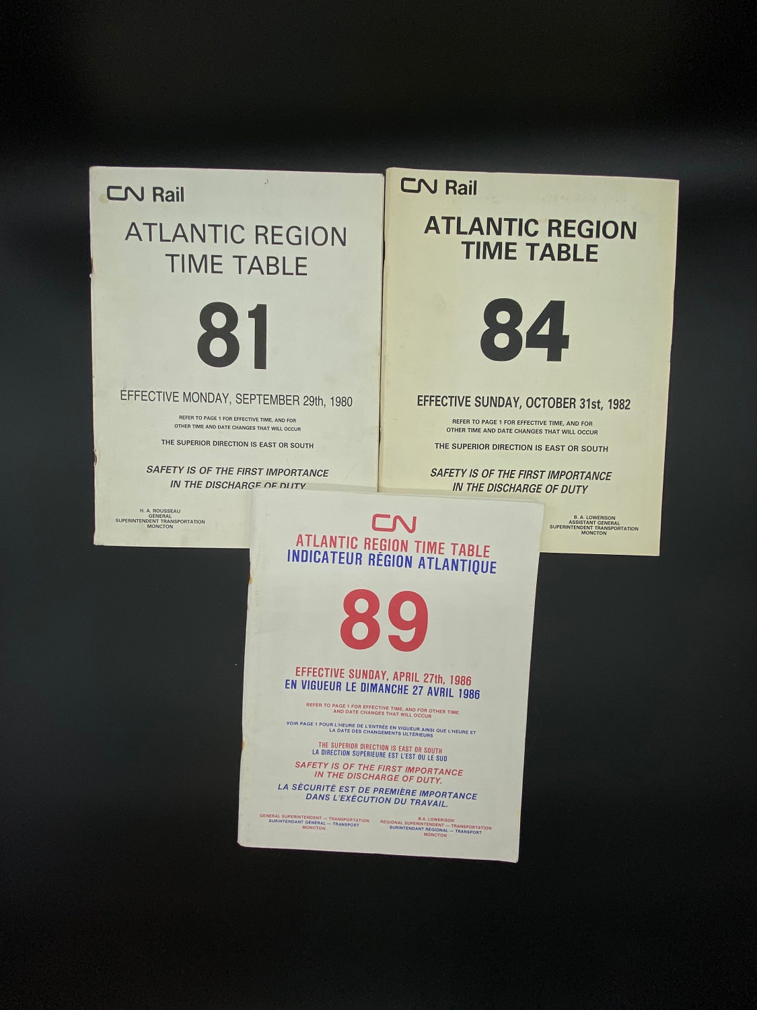 Vintage CN Rail Atlantic Region Timetable 81 1980 and Timetable 84 1982 ...