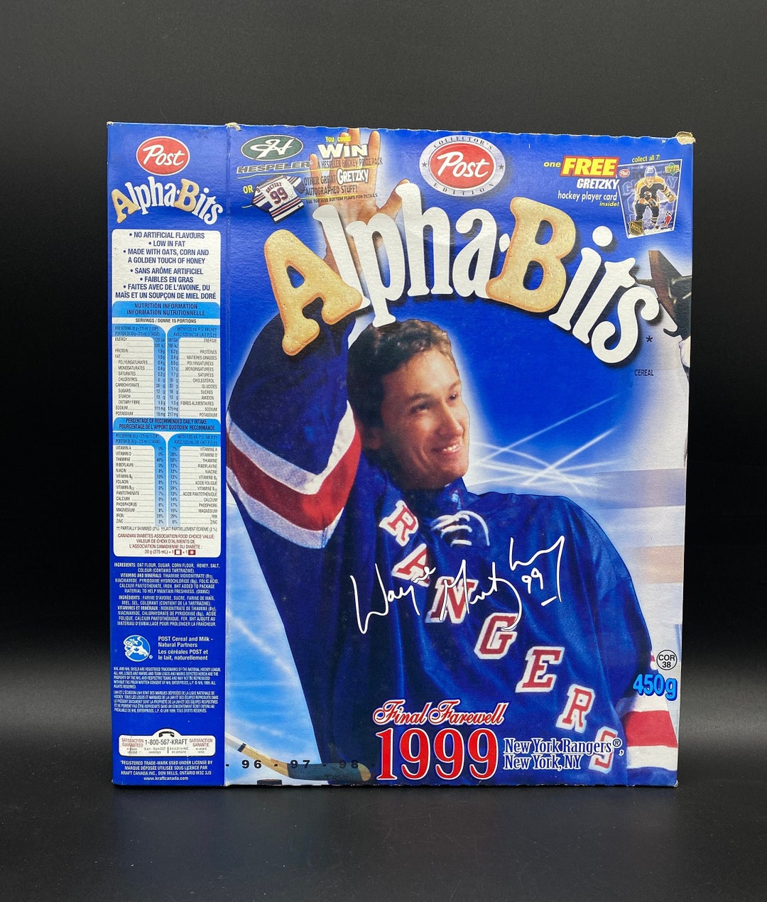 Gretzky Final Farewell Alpha Bits Cereal Box, Flattened Gretzky Alpha ...