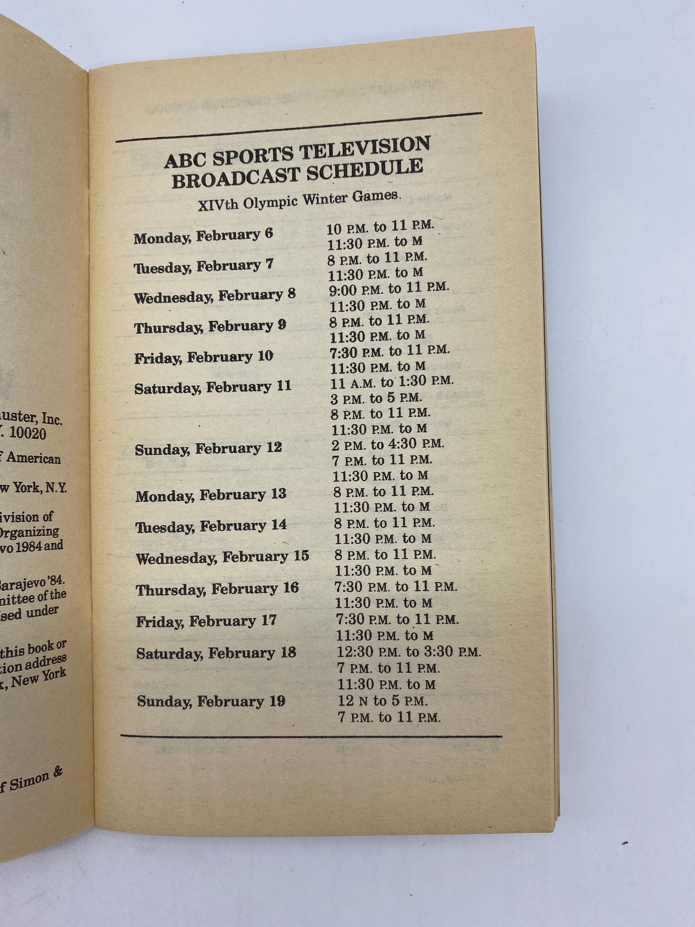 Vintage ABC Sports Official TV Viewers Guide to the 84 Winter Olympics ...
