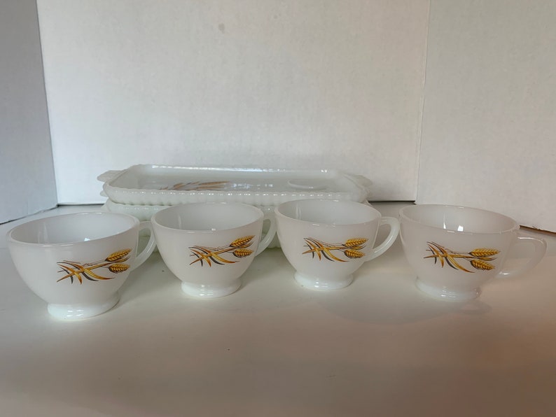 Vintage Fire King Wheat Pattern Dish Set Fire King Set of 4 - Etsy