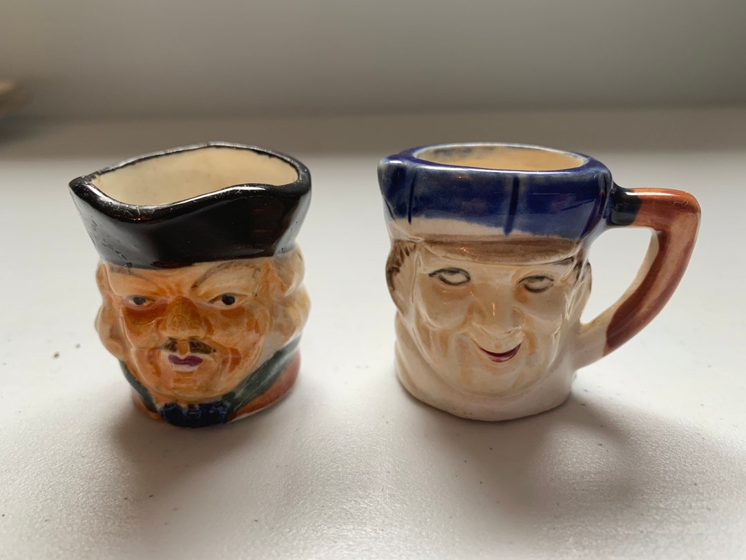 Vintage Mini Toby Mugs, 1.75” Hand Painted Toby Mugs, Collectible ...