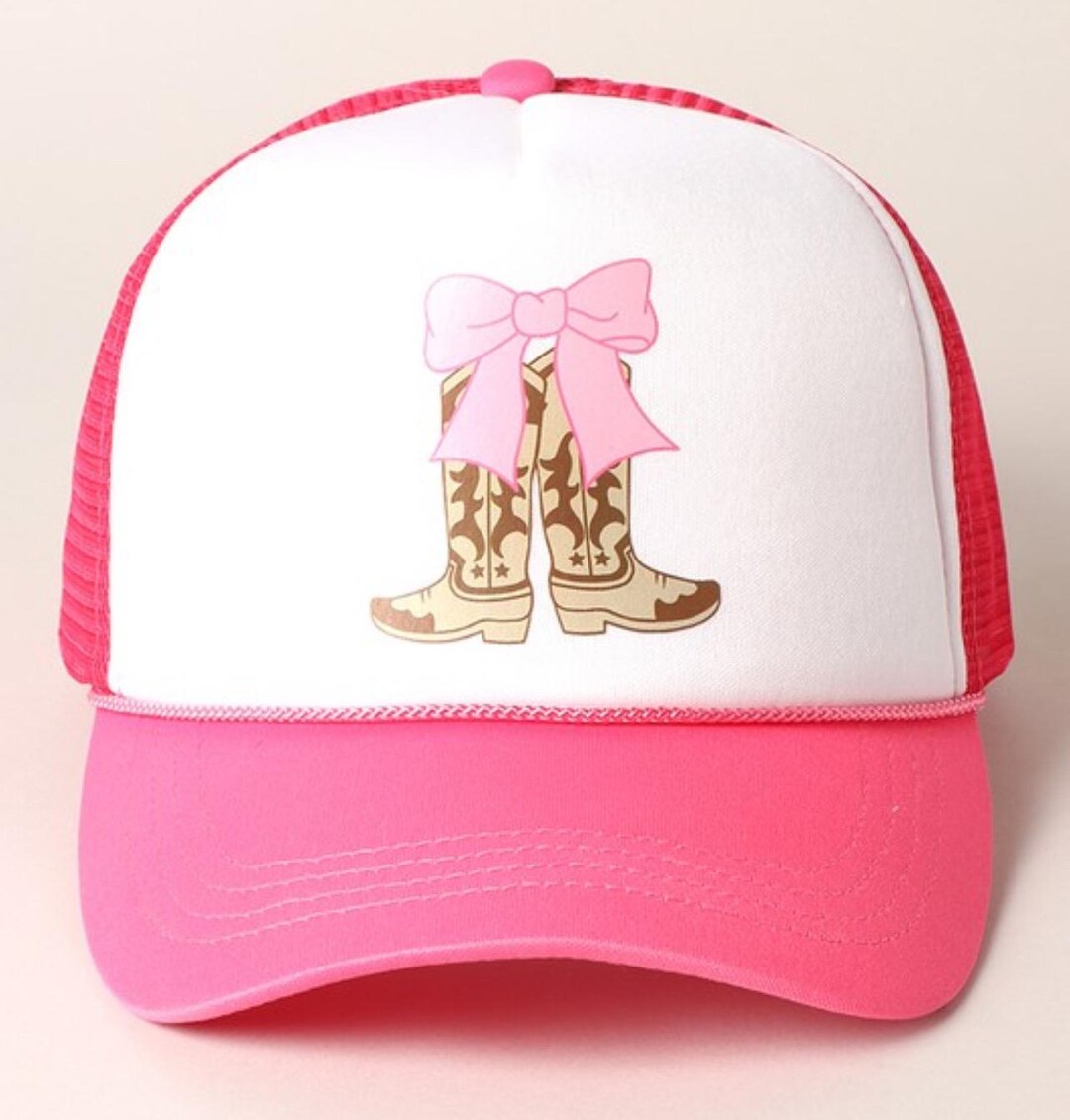 Boots and Bow Trucker Hat, Perfect for Women Who Love Trendy ...