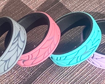 Pattered Silicone Rings Stackable Water Proof Wedding Eco - Etsy
