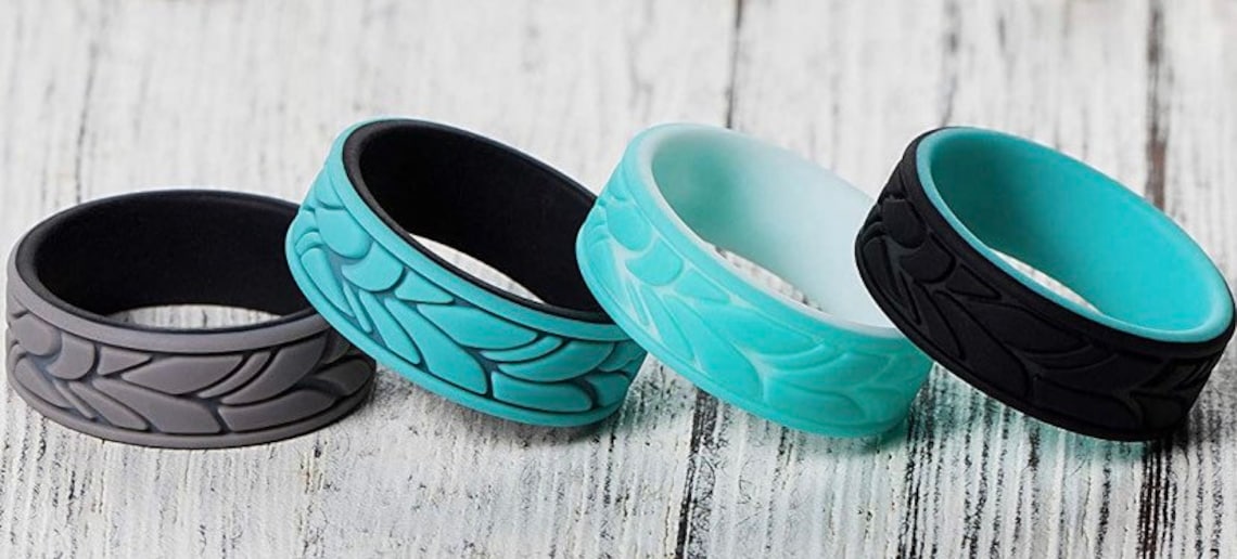 Pattered Silicone Rings Stackable Water Proof Wedding Eco - Etsy